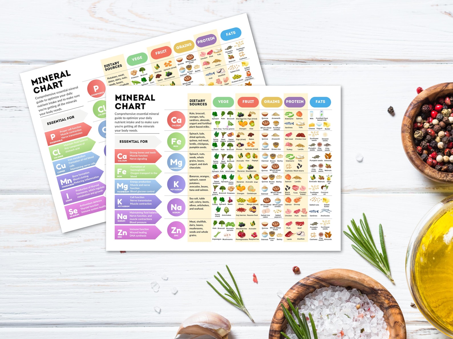 Minerals Chart Healthy Food Essential Nutrients Chart Nutrients Poster ...