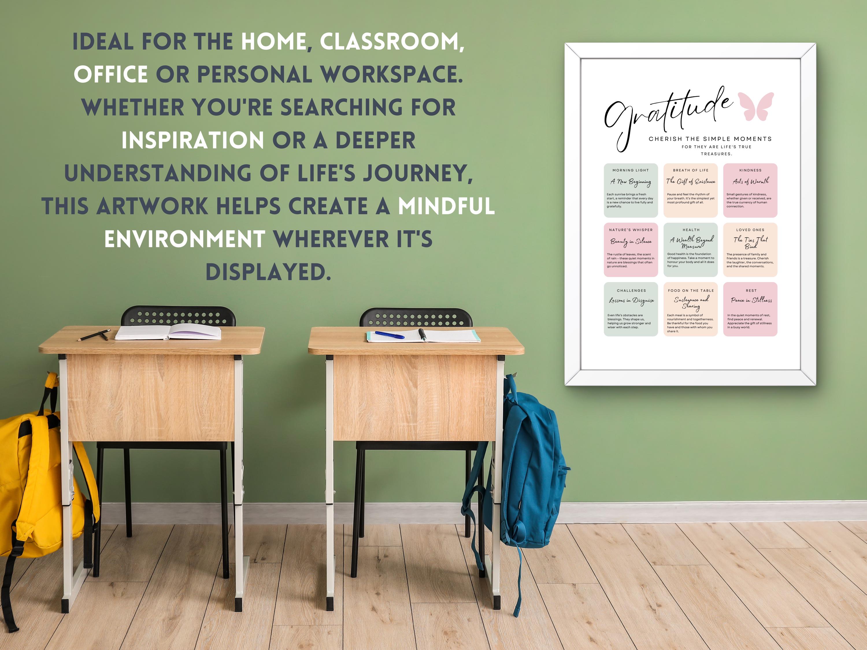 Gratitude Motivational Poster Printable Mindfulness Home Decor School ...