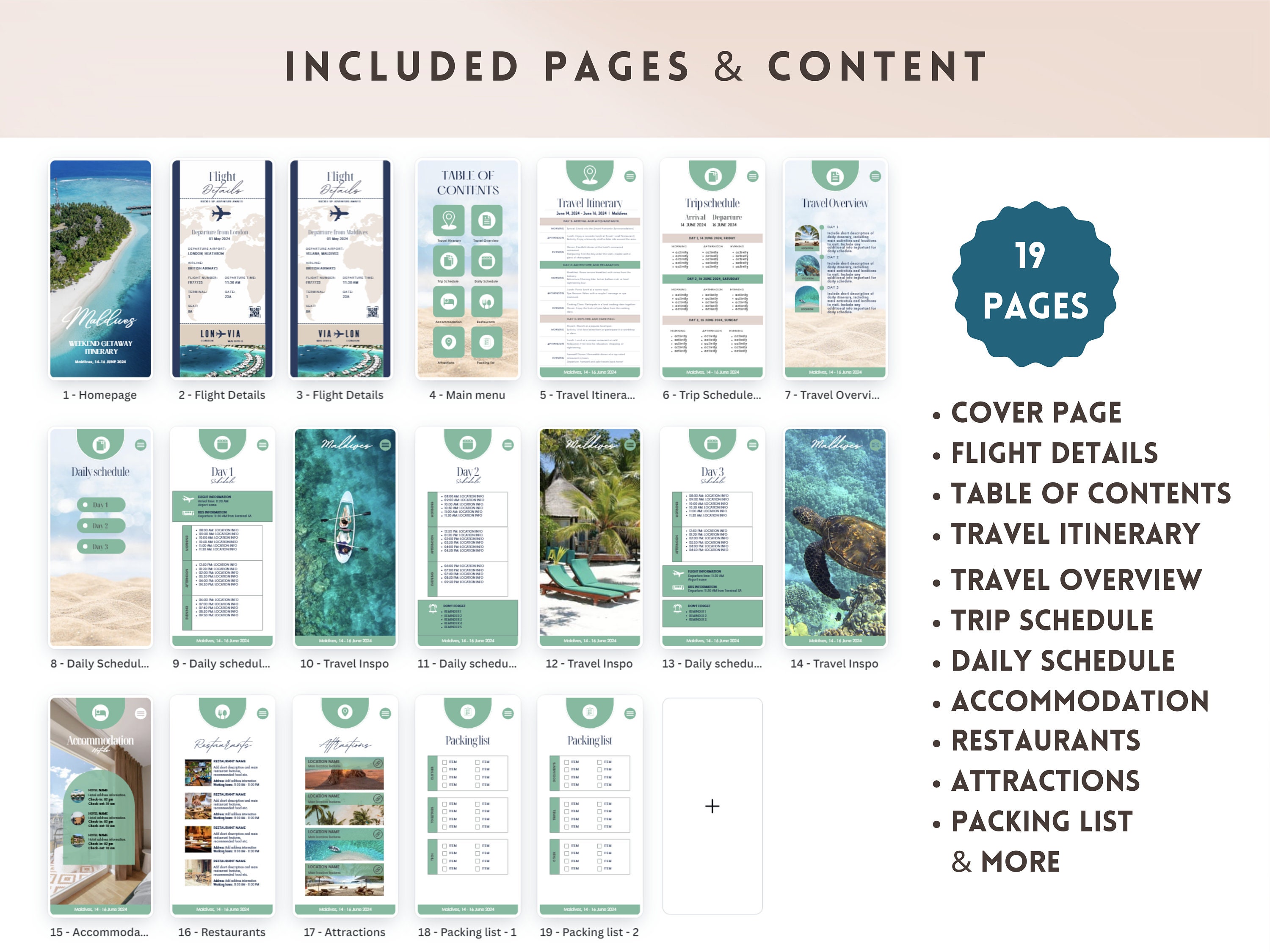 Travel Itinerary Template Canva Weekend Getaway Trip Planner Custom ...