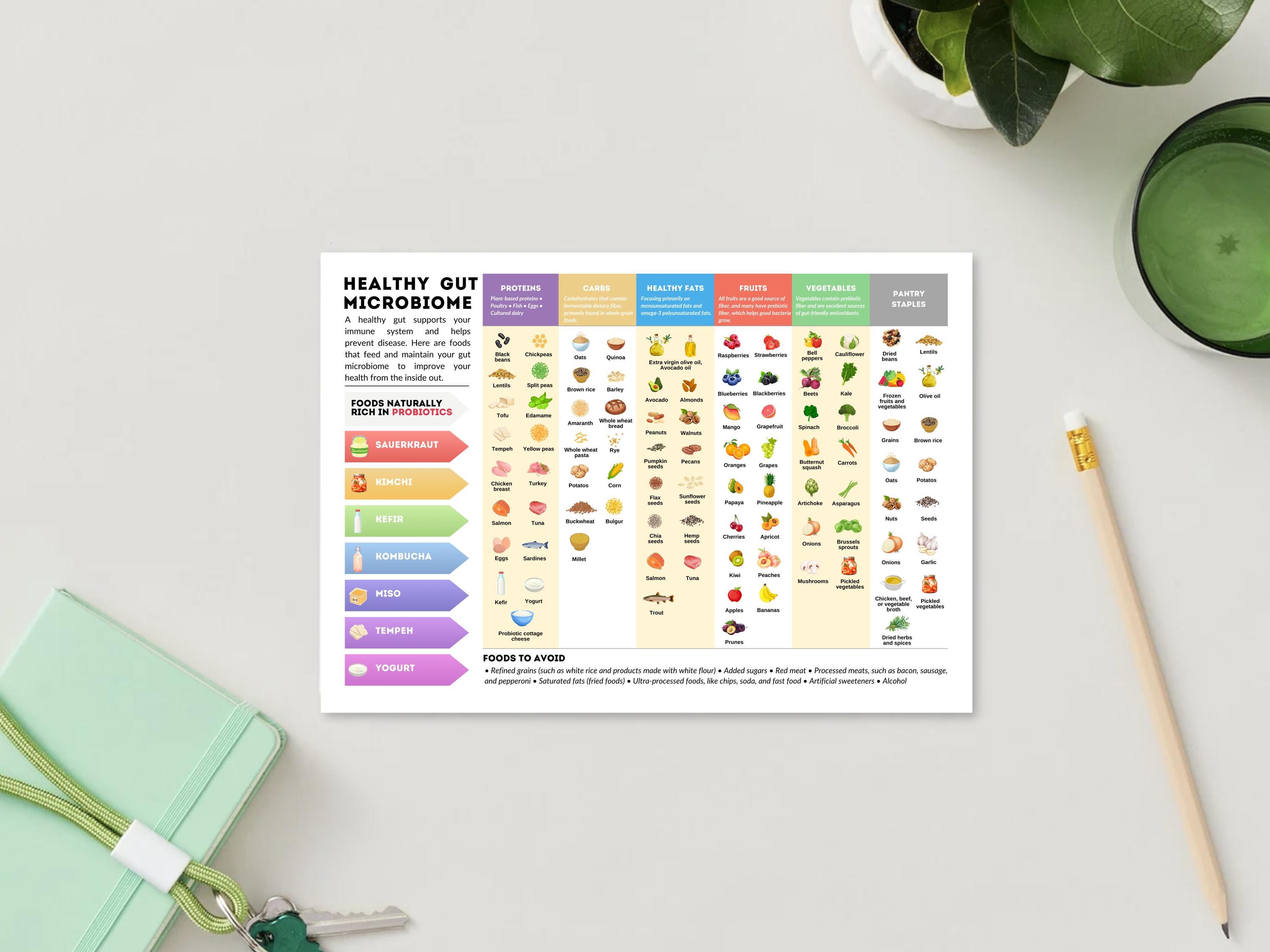 Healthy Gut Microbiome Chart Healthy Eating Reference Guide Printable ...