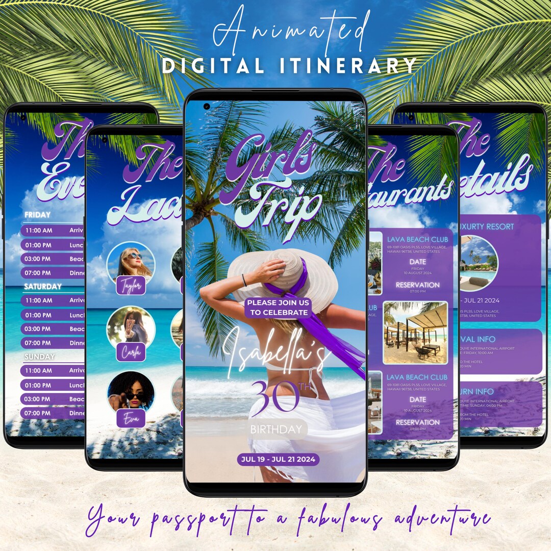 Birthday Itinerary Template Girls Trip Weekend Getaway Invitation ...