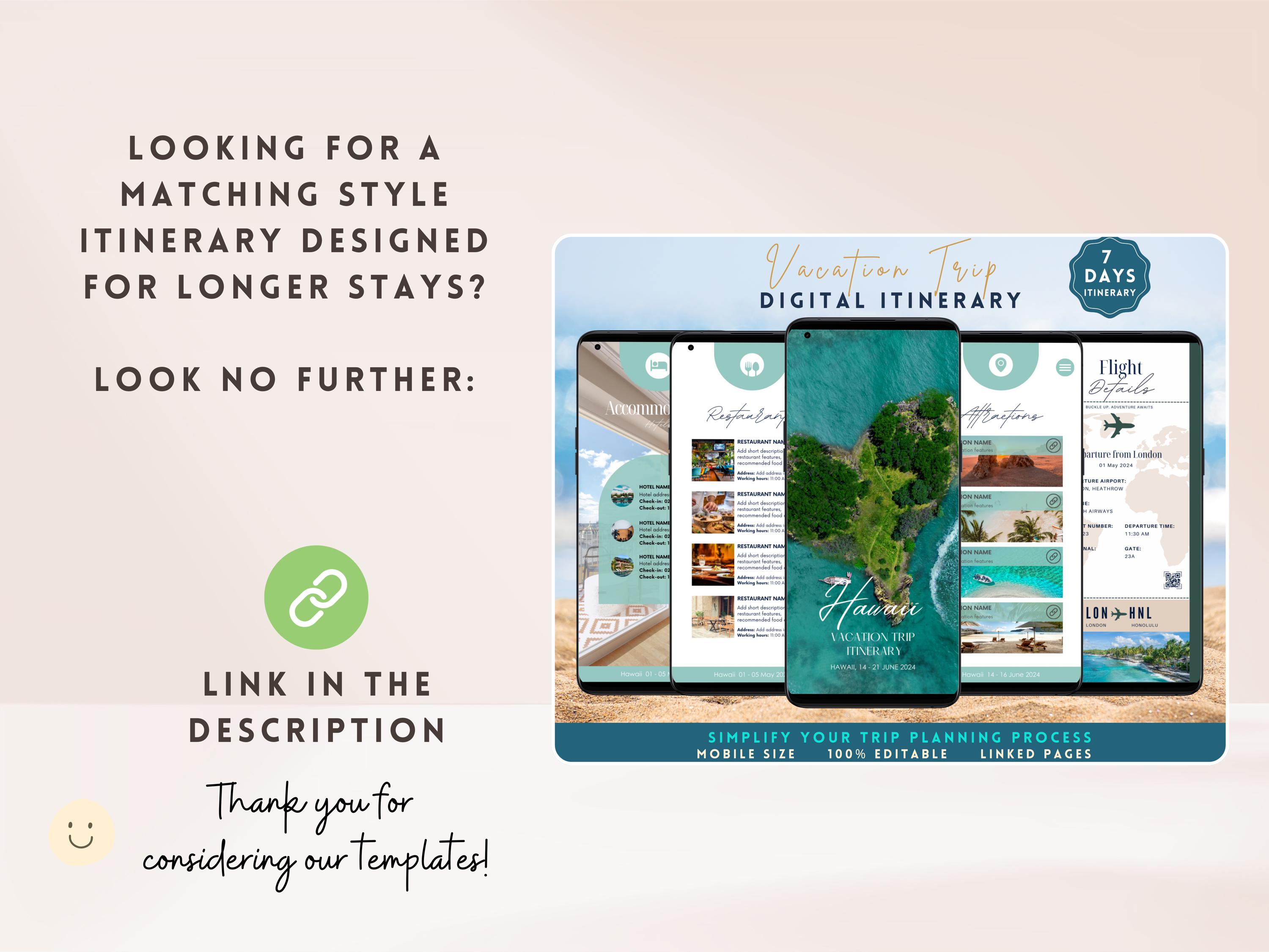 Travel Itinerary Template Weekend Getaway Trip Planner Custom Mobile ...