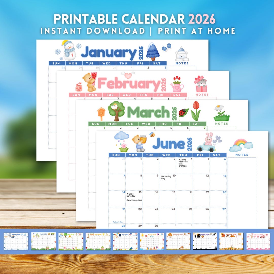 Printable School Year Calendar 2026 Monthly Calendar Editable Planner ...