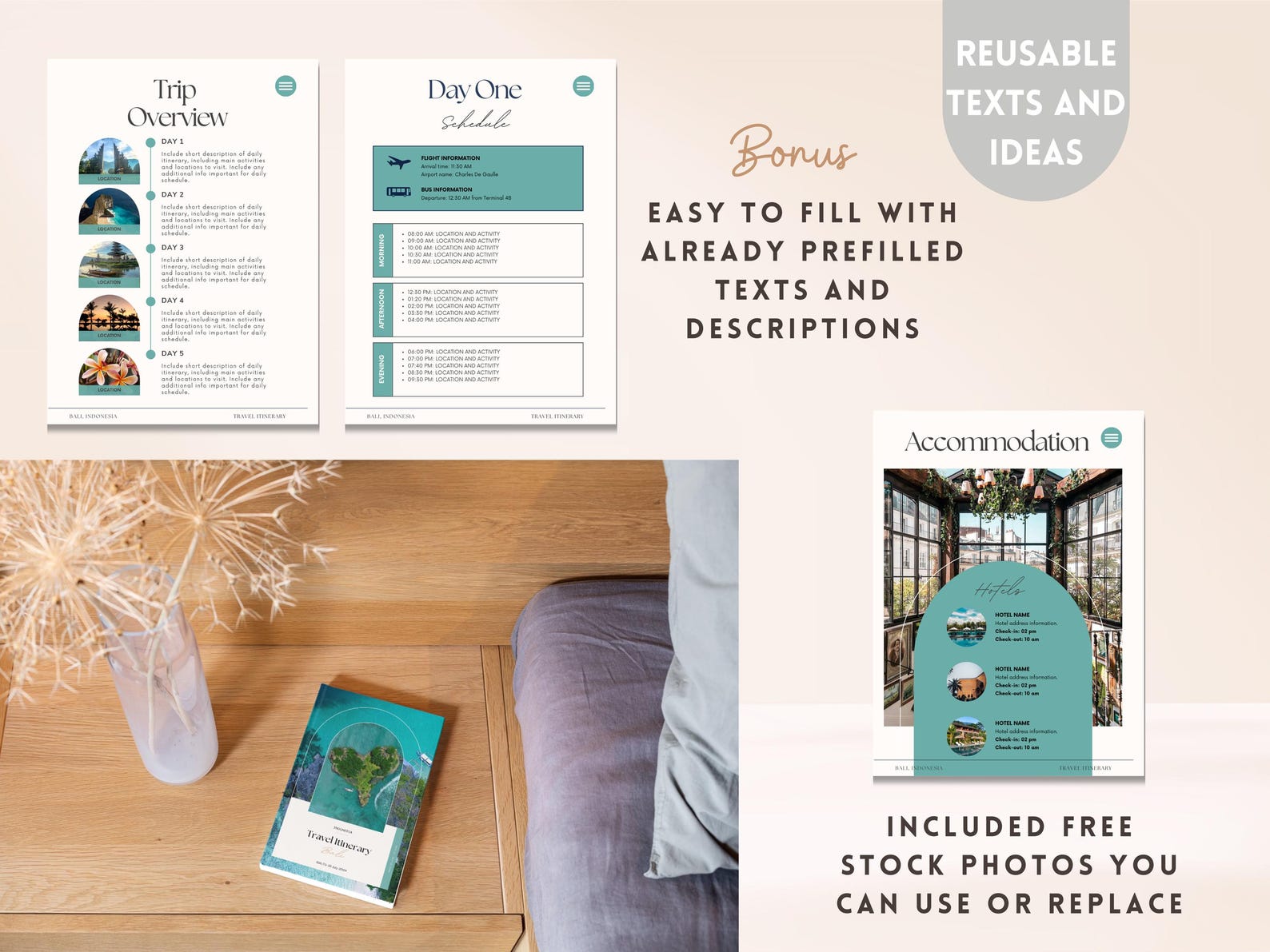 Travel Itinerary Editable Honeymoon Planner Travel Itinerary Template ...