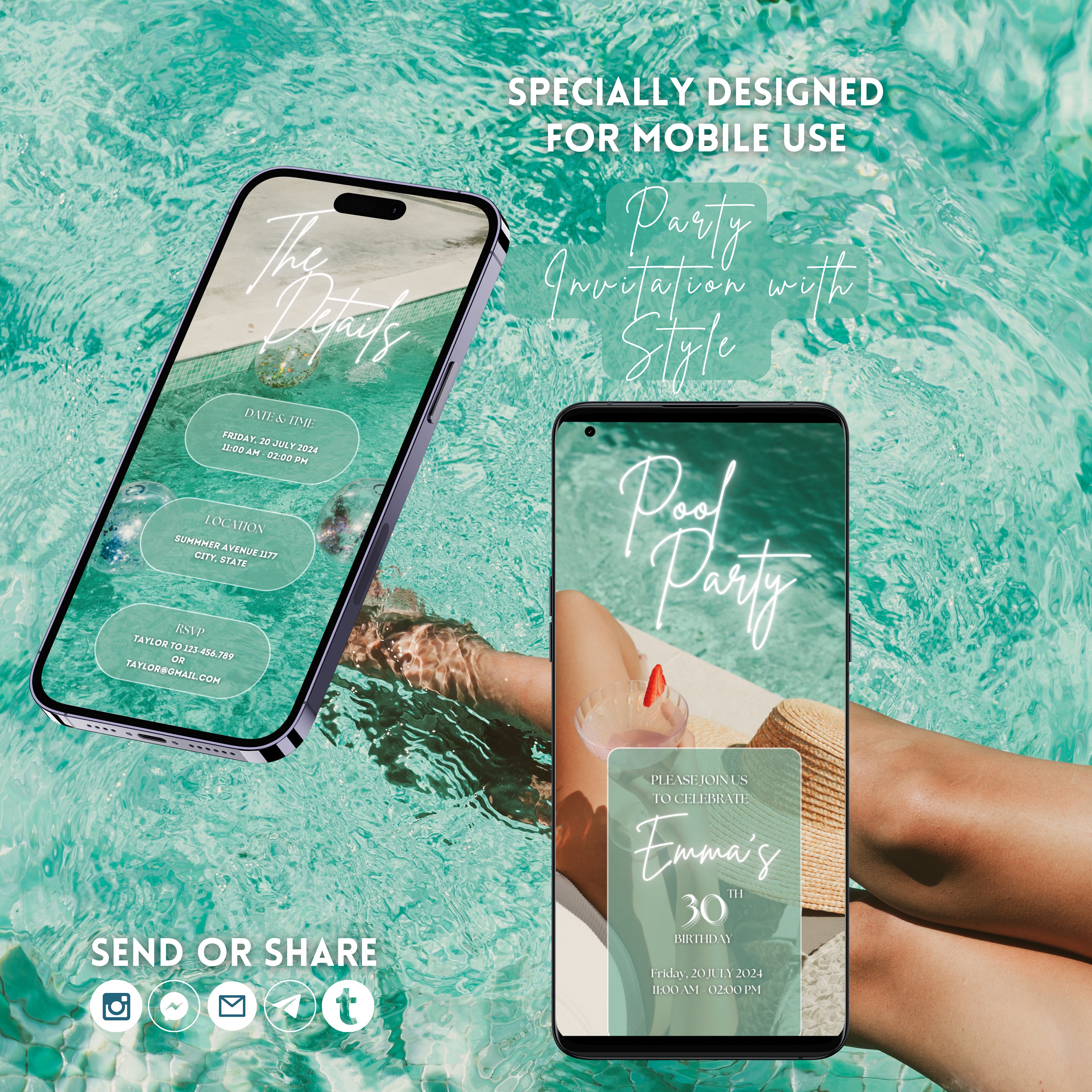 Pool Party Invitation for Adult Pool Party Editable Birthday Invite ...