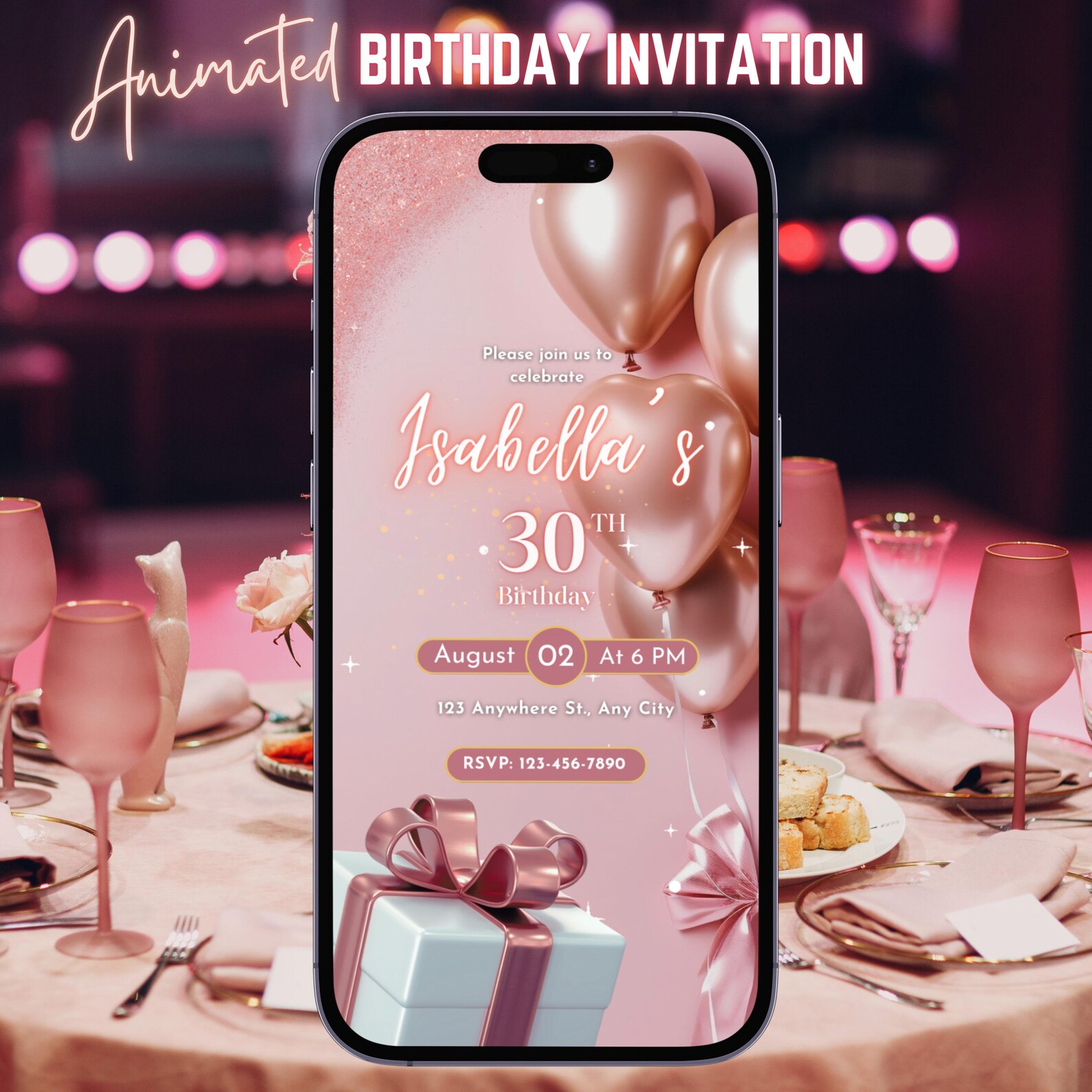 Digital Birthday Party Invitation Template Animated Birthday Party ...