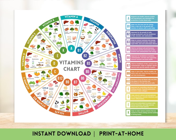 Vitamin and Mineral Chart Digital Poster Size 24x18 - Etsy India