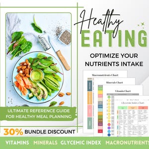 Vitamins and Minerals Chart Bundle Healthy Eating Reference Guide ...