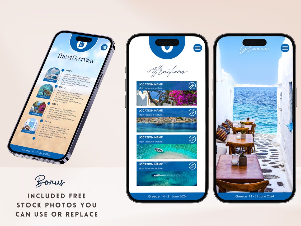 Travel Itinerary Template Seven Day Trip Planner Custom Mobile Travel ...