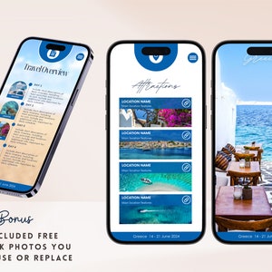 Travel Itinerary Template Seven Day Trip Planner Custom Mobile Travel ...