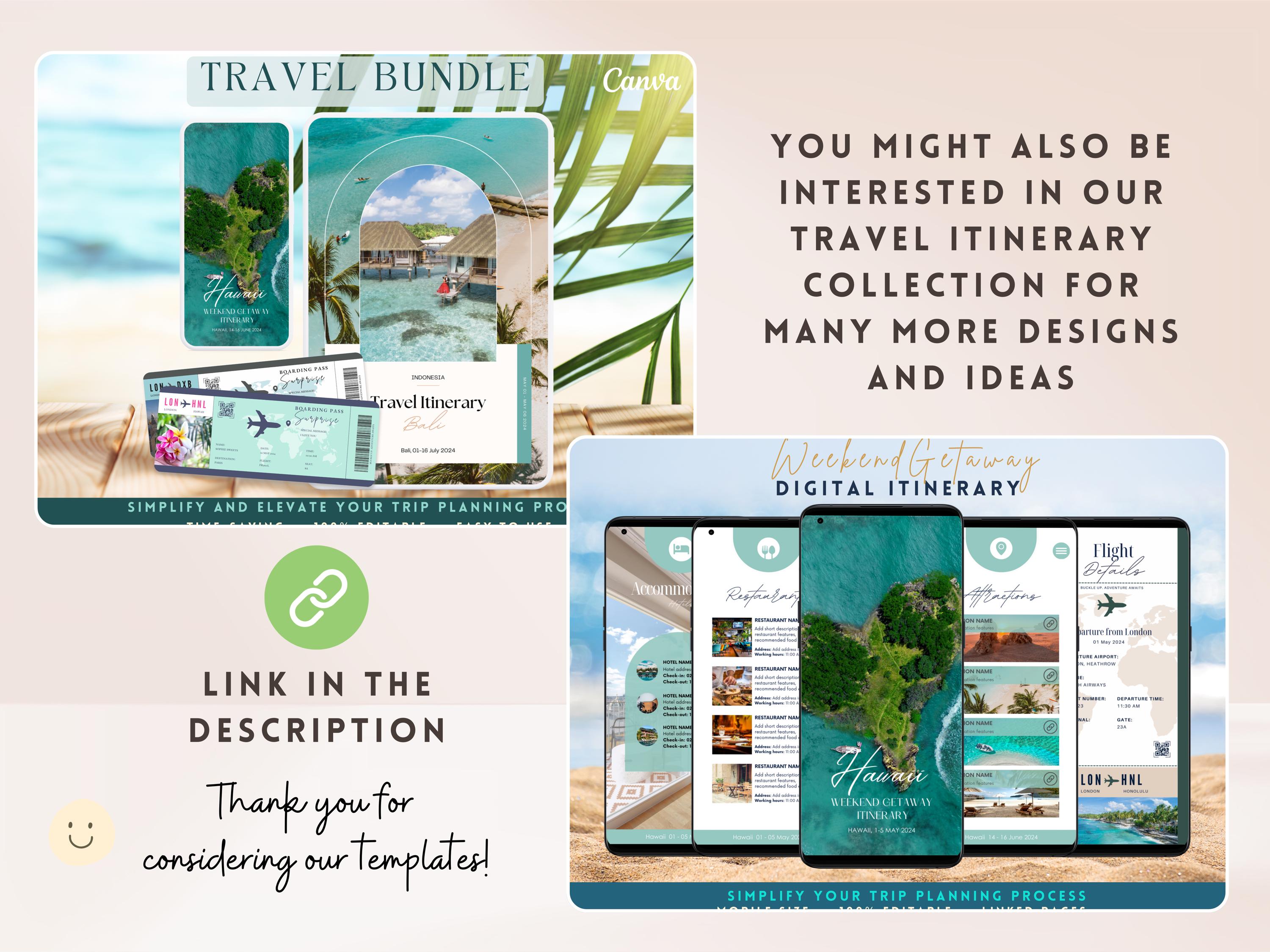 Editable Mobile Travel Itinerary: 2-week Vacation Planner (canva ...