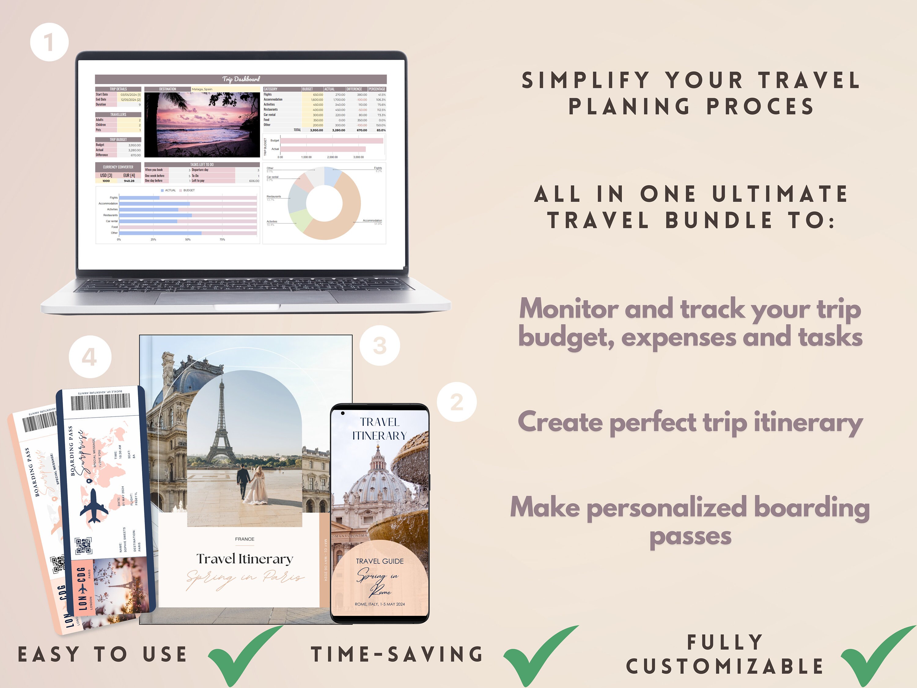 Travel Planner Google Sheets Bundle Travel Planner Digital Mobile ...