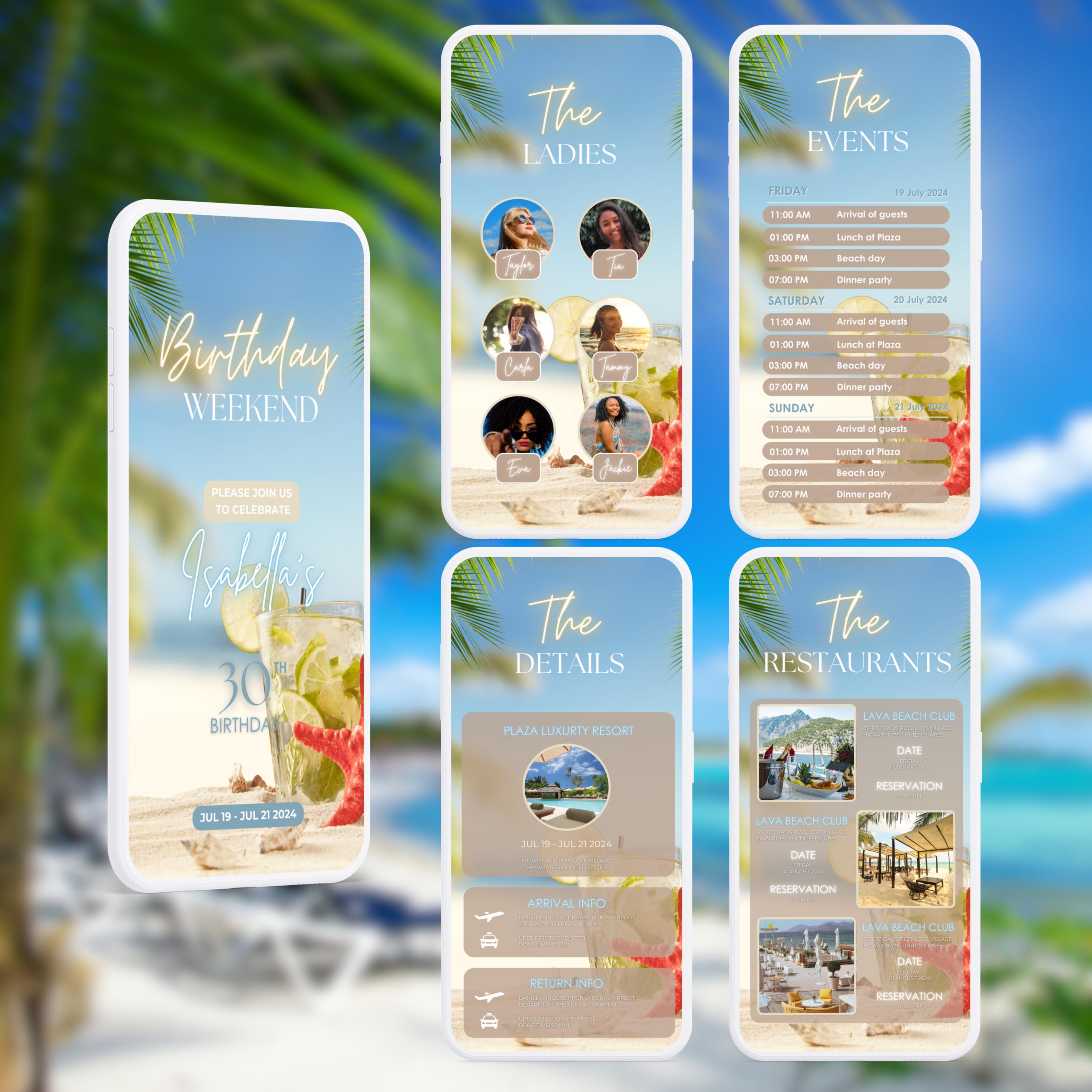 Birthday Itinerary Template Girls Trip Vacation Itinerary Birthday ...