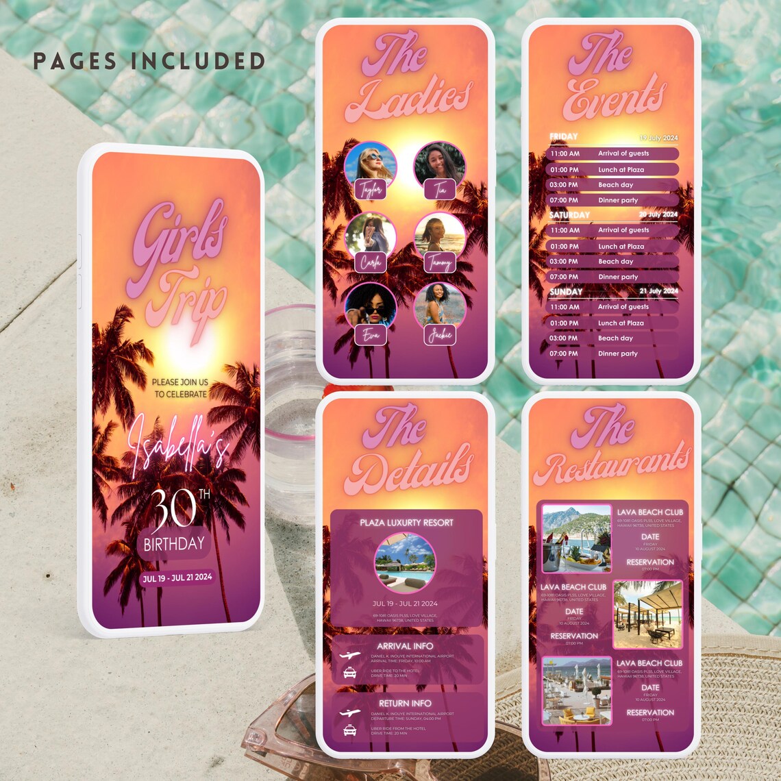 Girls Trip Itinerary Birthday Itinerary Template Weekend Invitation ...