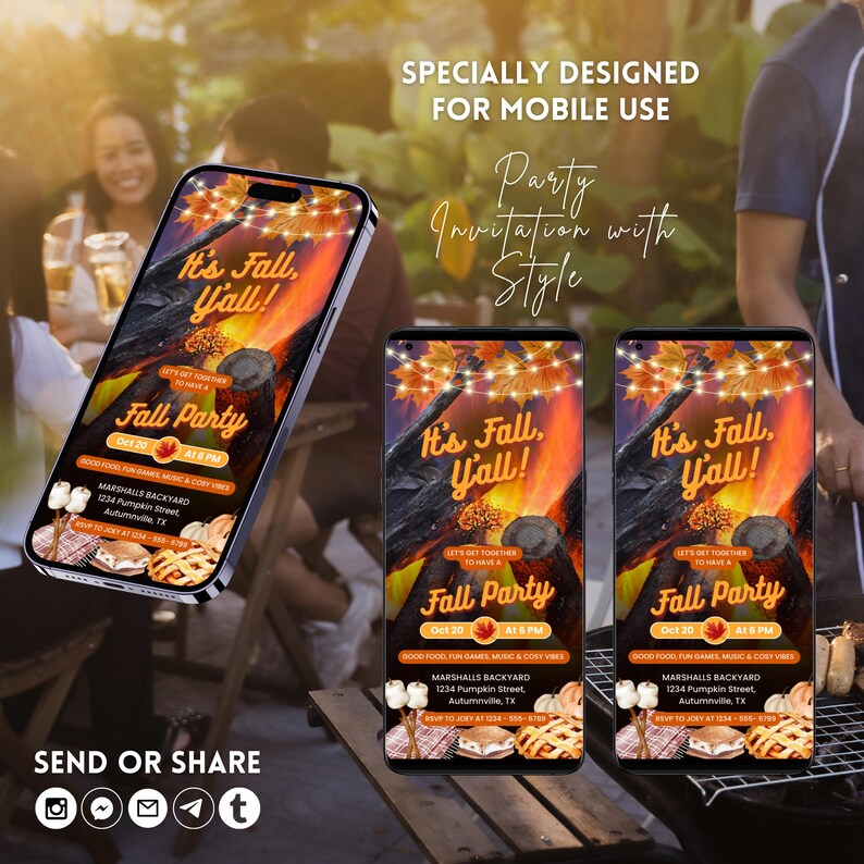 Editable Fall Party Invitation Template Digital Animated Fall Birthday ...