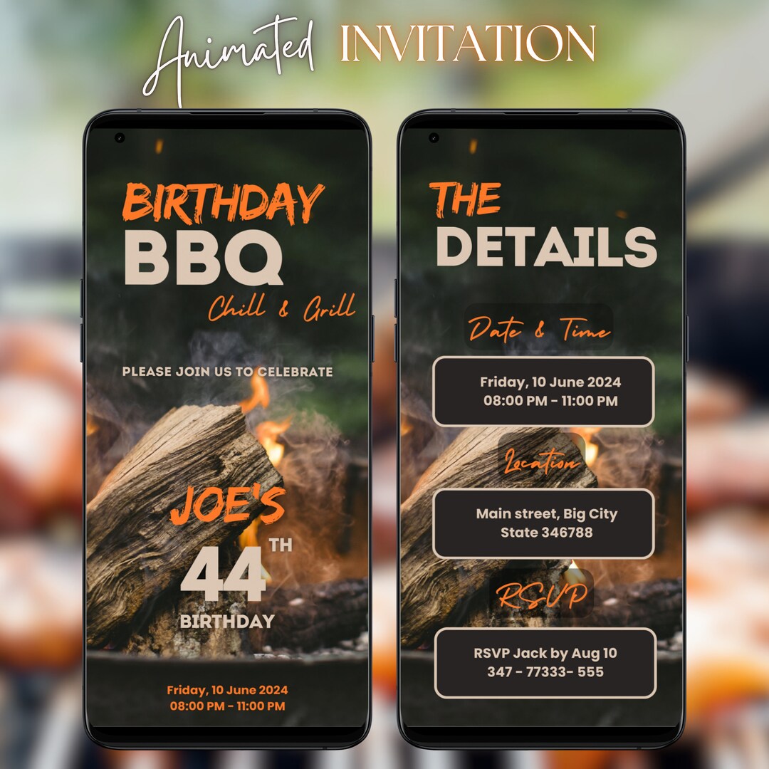 BBQ Party Invitation BBQ Chill & Grill Adult Birthday Invitation ...