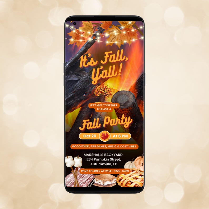 Editable Fall Party Invitation Template Digital Animated Fall Birthday ...