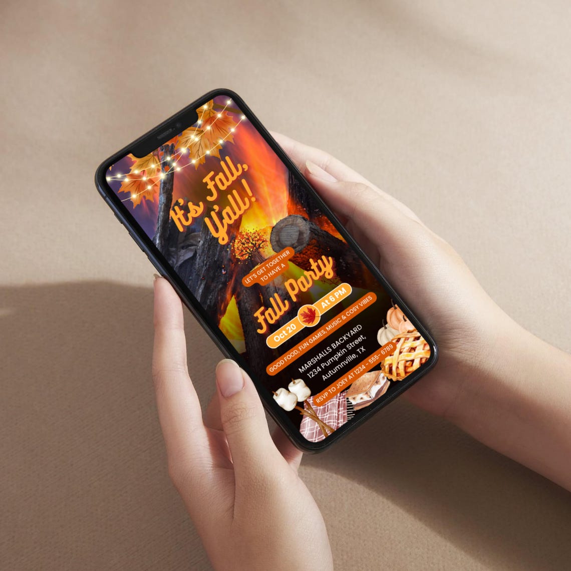 Editable Fall Party Invitation Template Digital Animated Fall Birthday ...