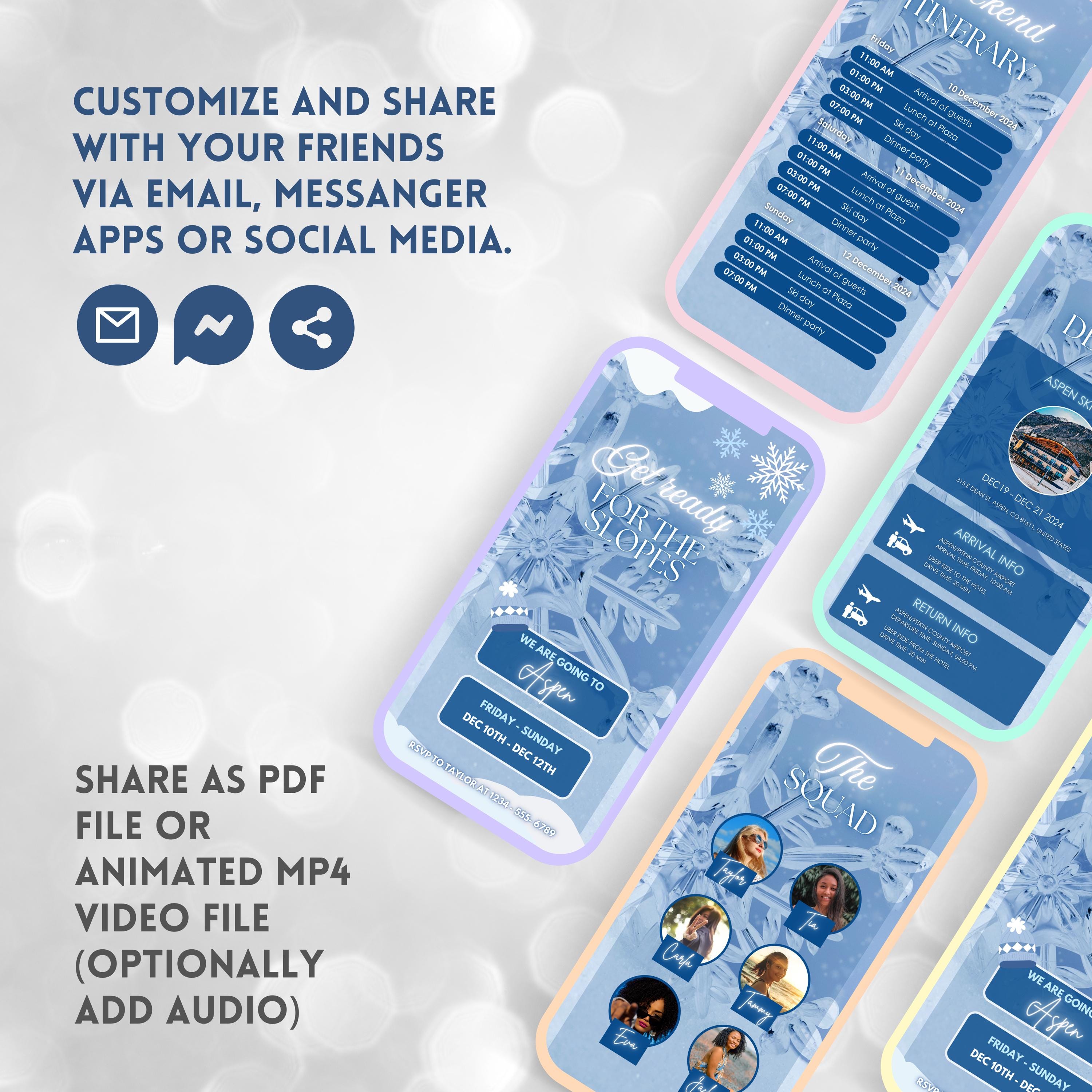 Ski Trip Invitation Itinerary Template Winter Vacation Digital Invite ...