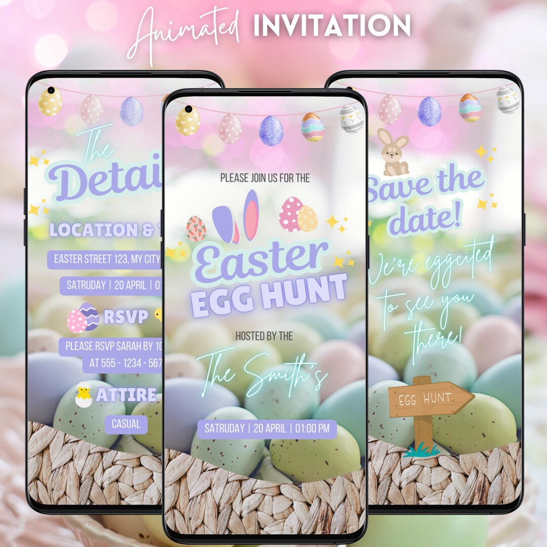 Easter Egg Hunt Invitation Template Editable Digital Fun Easter Kids ...