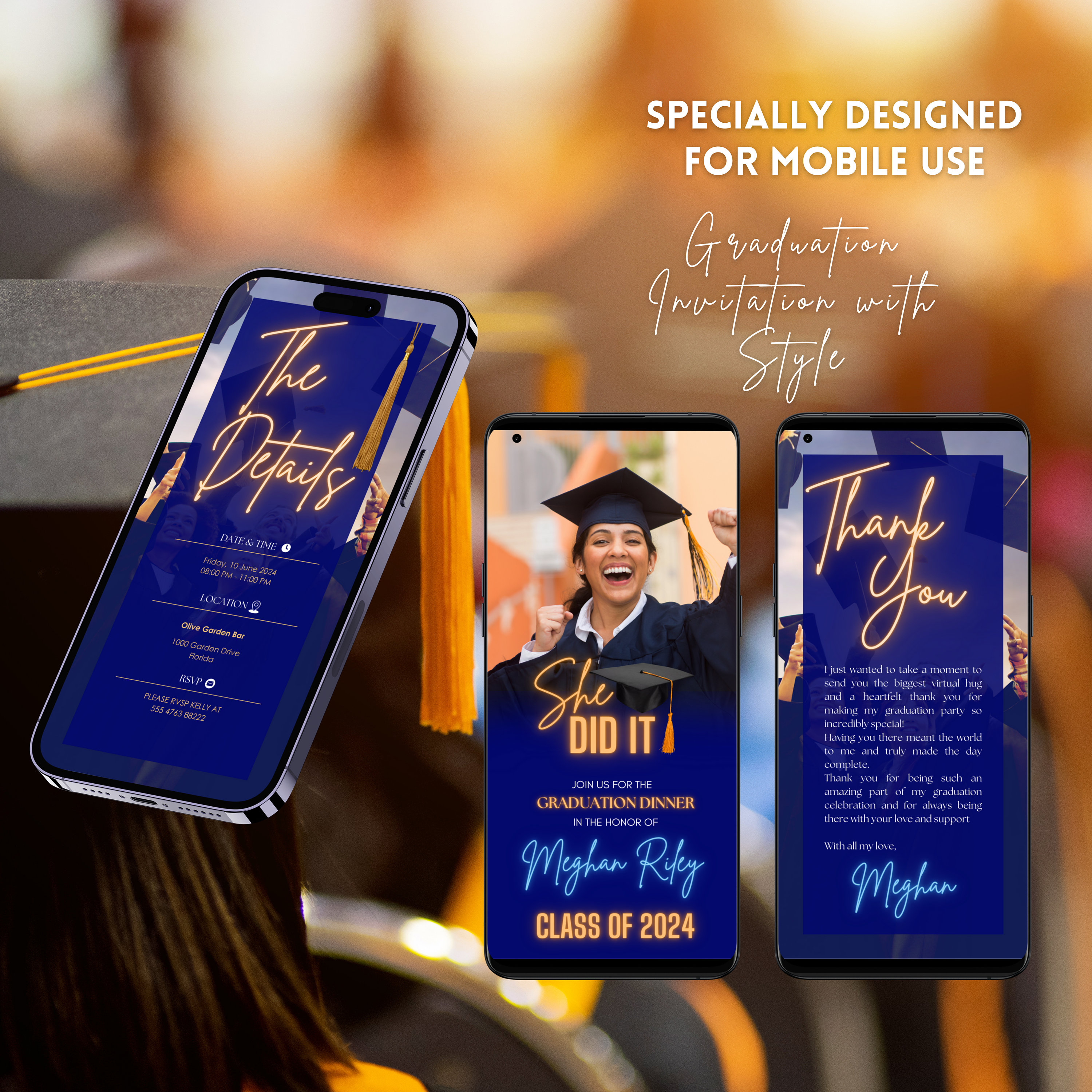 Graduation Dinner Invitation Template Digital Graduation Party Animated ...