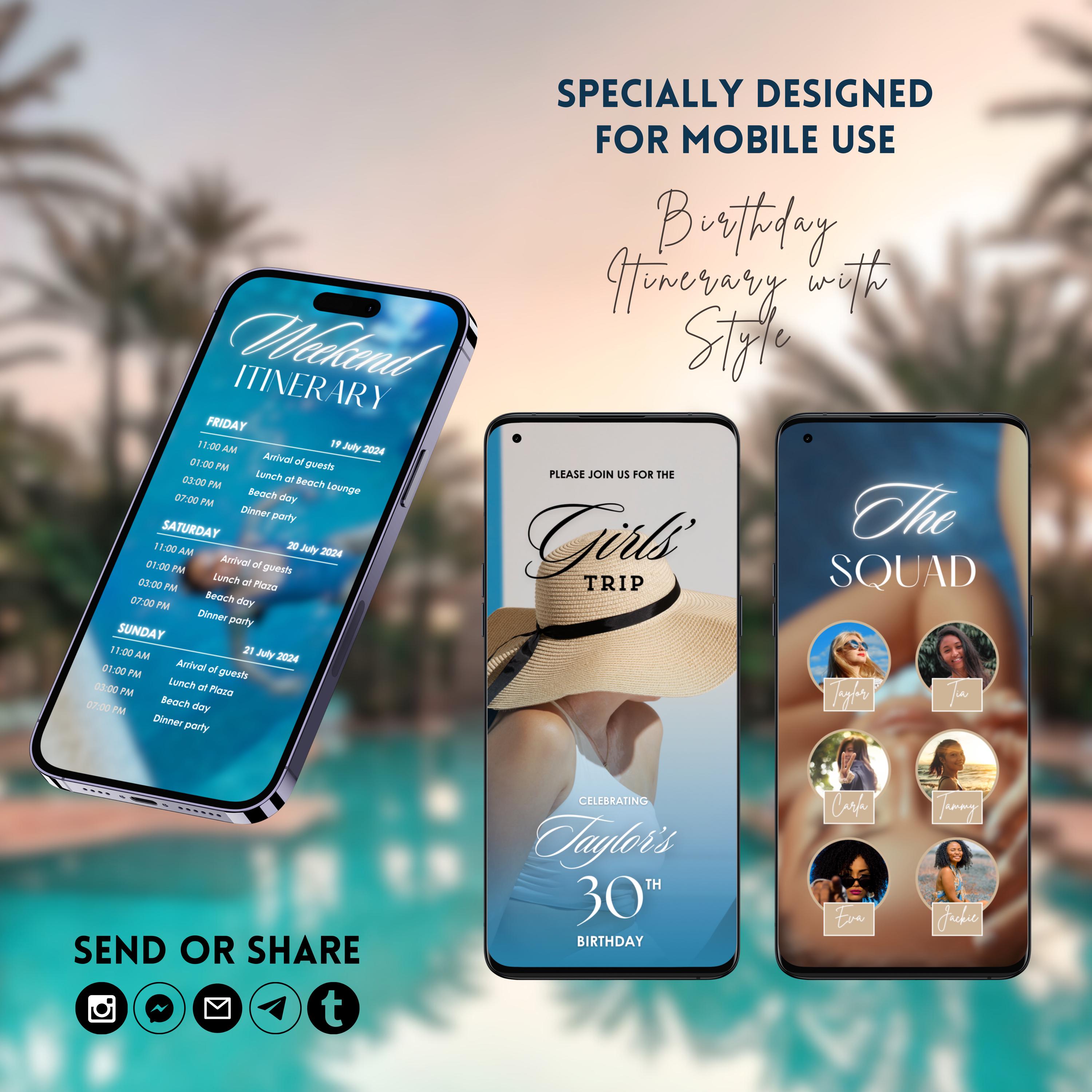Girls Trip Itinerary Template Birthday Itinerary Template Weekend ...