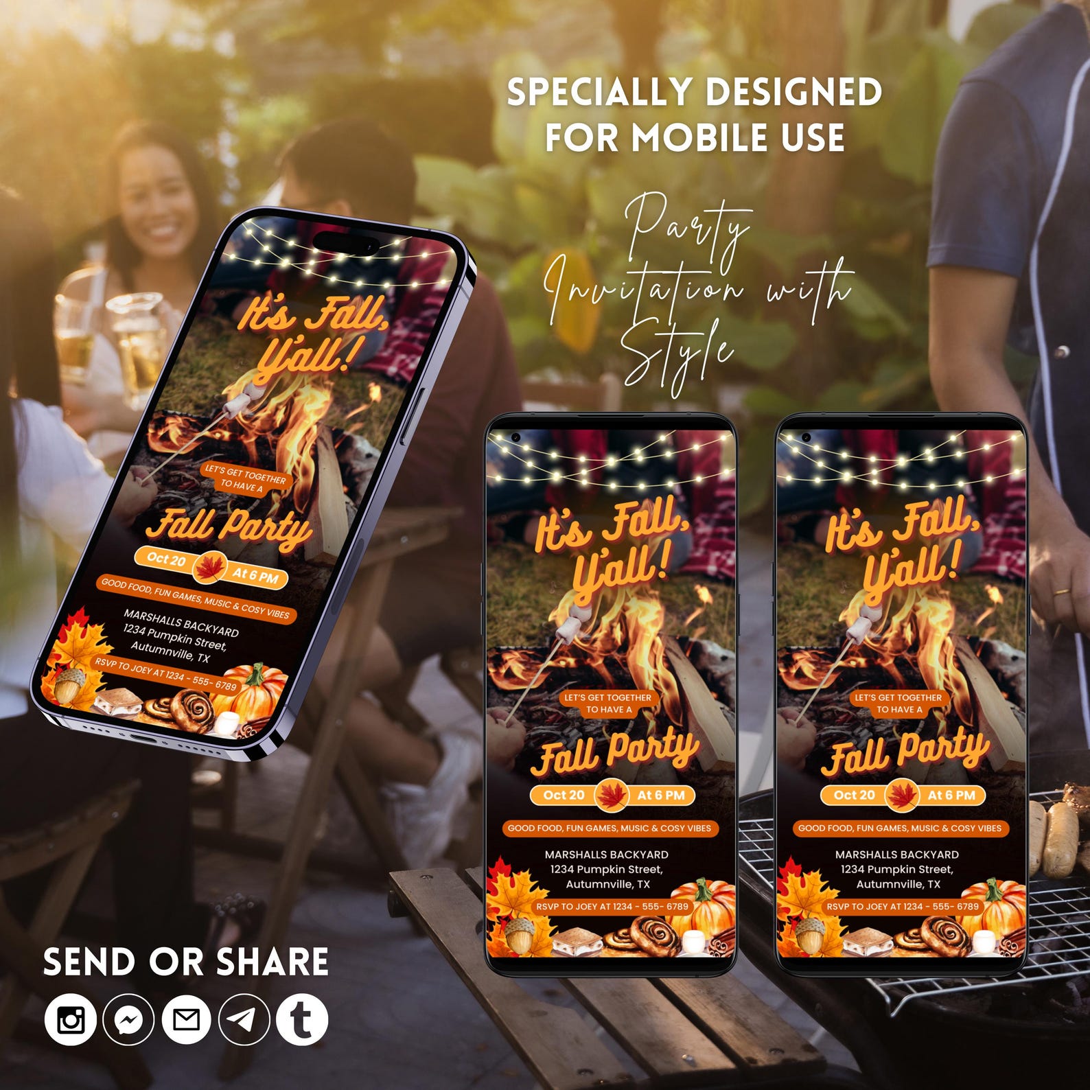 Editable Fall Party Invitation Digital Animated Fall Birthday Video ...