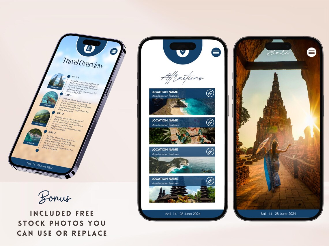Editable Mobile Travel Itinerary: 2-week Vacation Planner (canva ...