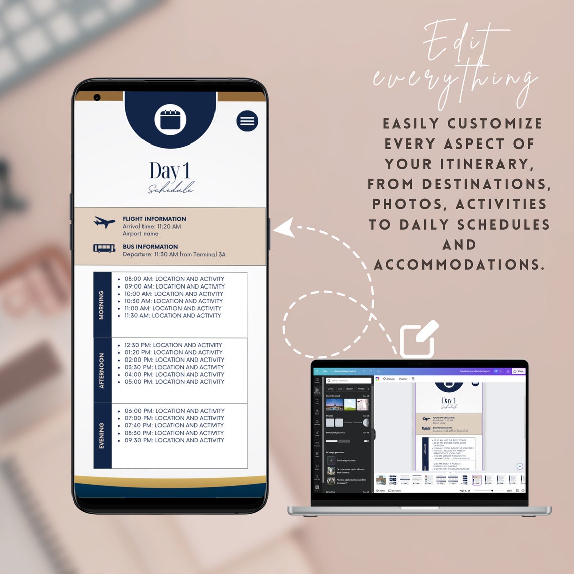 Modern Travel Itinerary Template Mobile Itinerary Honeymoon Planner ...
