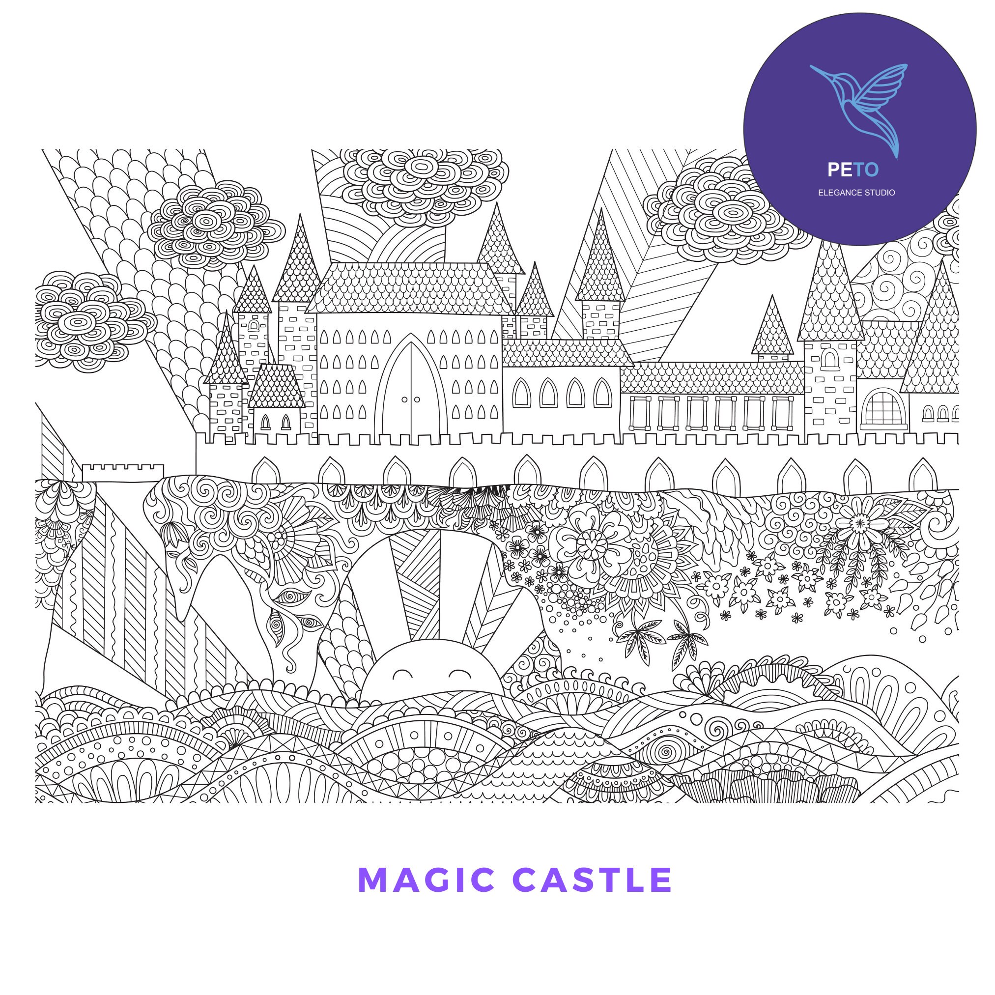 Enchanted Castle: Printable Coloring Page for All Ages Dark and Light ...