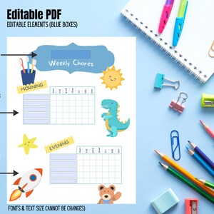 Kids Chore Chart for Boys and Girls, Printable Editable Weekly Kids ...