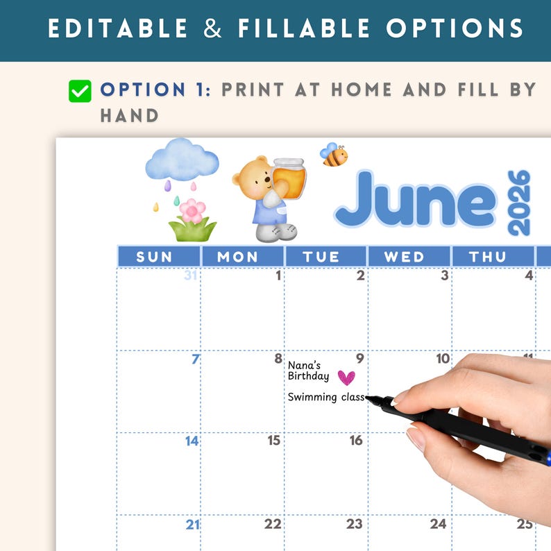 School Year Calendar 2026 Printable Monthly Calendar Editable Planner ...