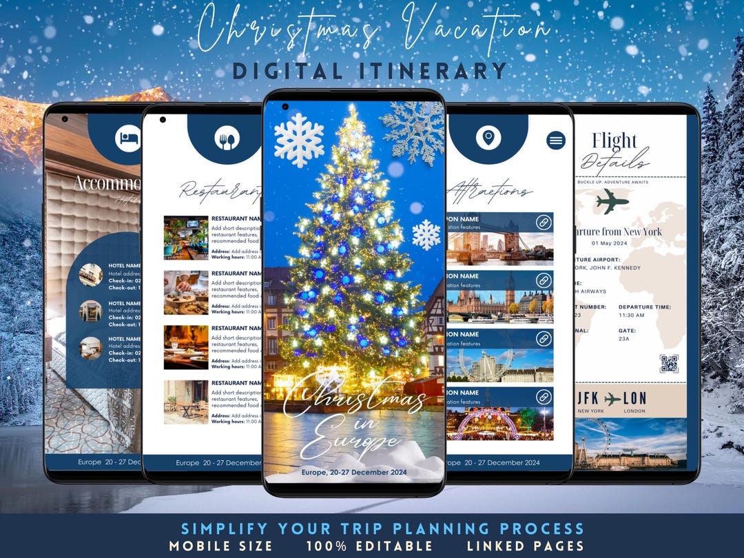 Christmas Vacation Itinerary Template Digital Europe Trip Planner ...