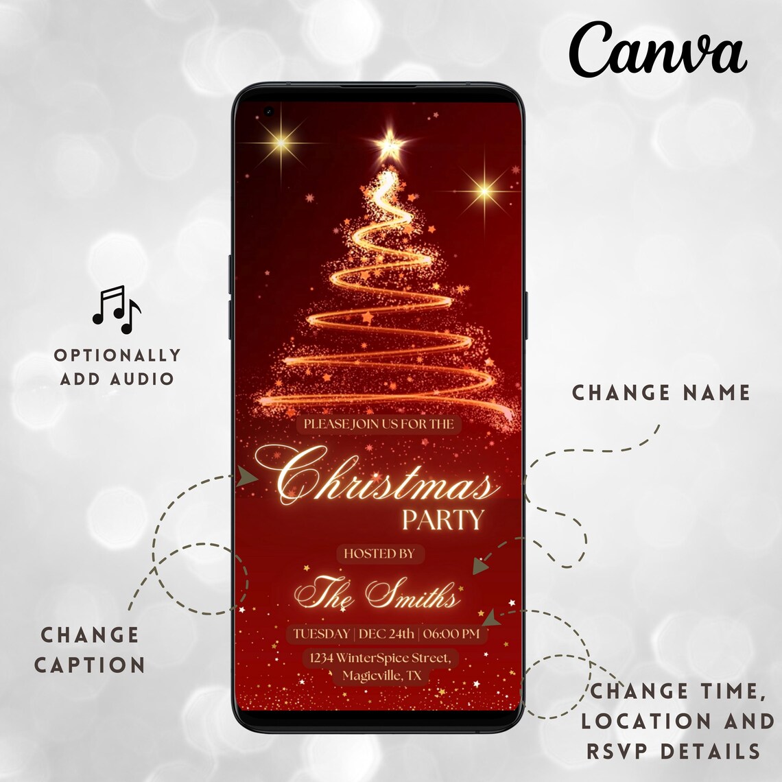 Animated Christmas Dinner Invitation Digital Video Invitation Template ...