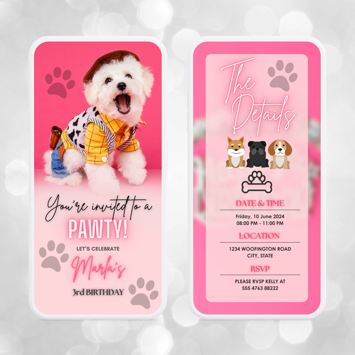 Dog Birthday Party Invitation Puppy Pawty Animated Video Invite Pet ...