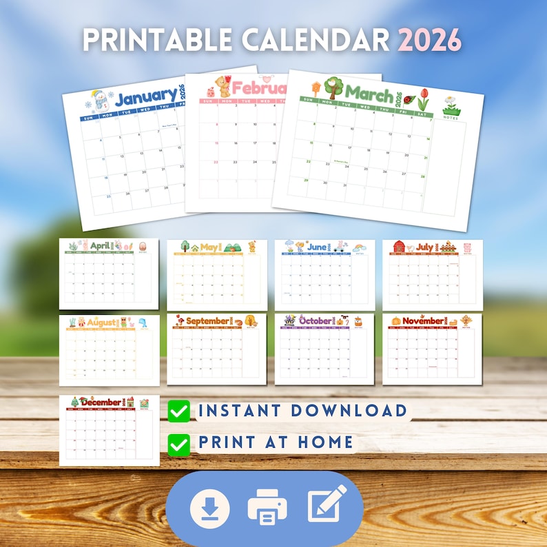 School Year Calendar 2026 Printable Monthly Calendar Editable Planner ...