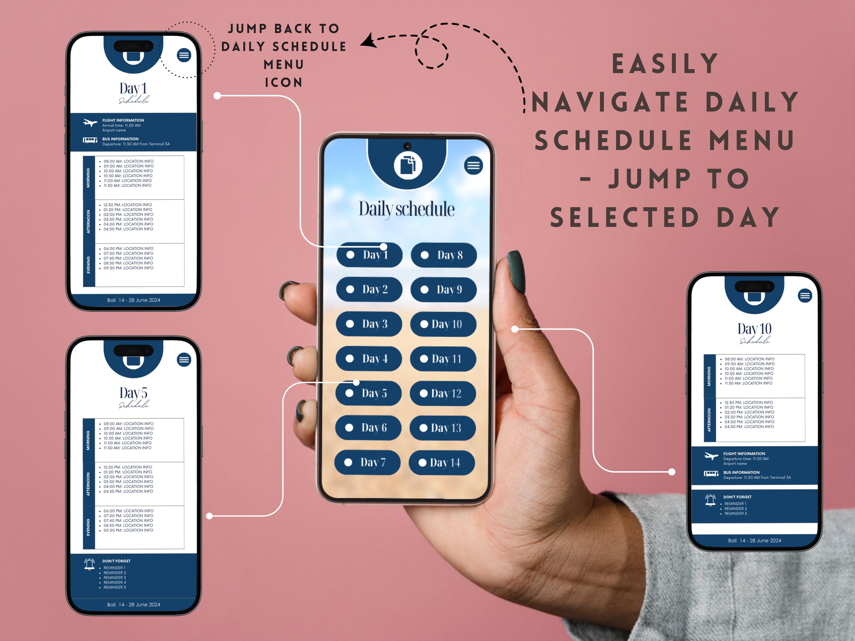 Editable Mobile Travel Itinerary: 2-week Vacation Planner (canva ...