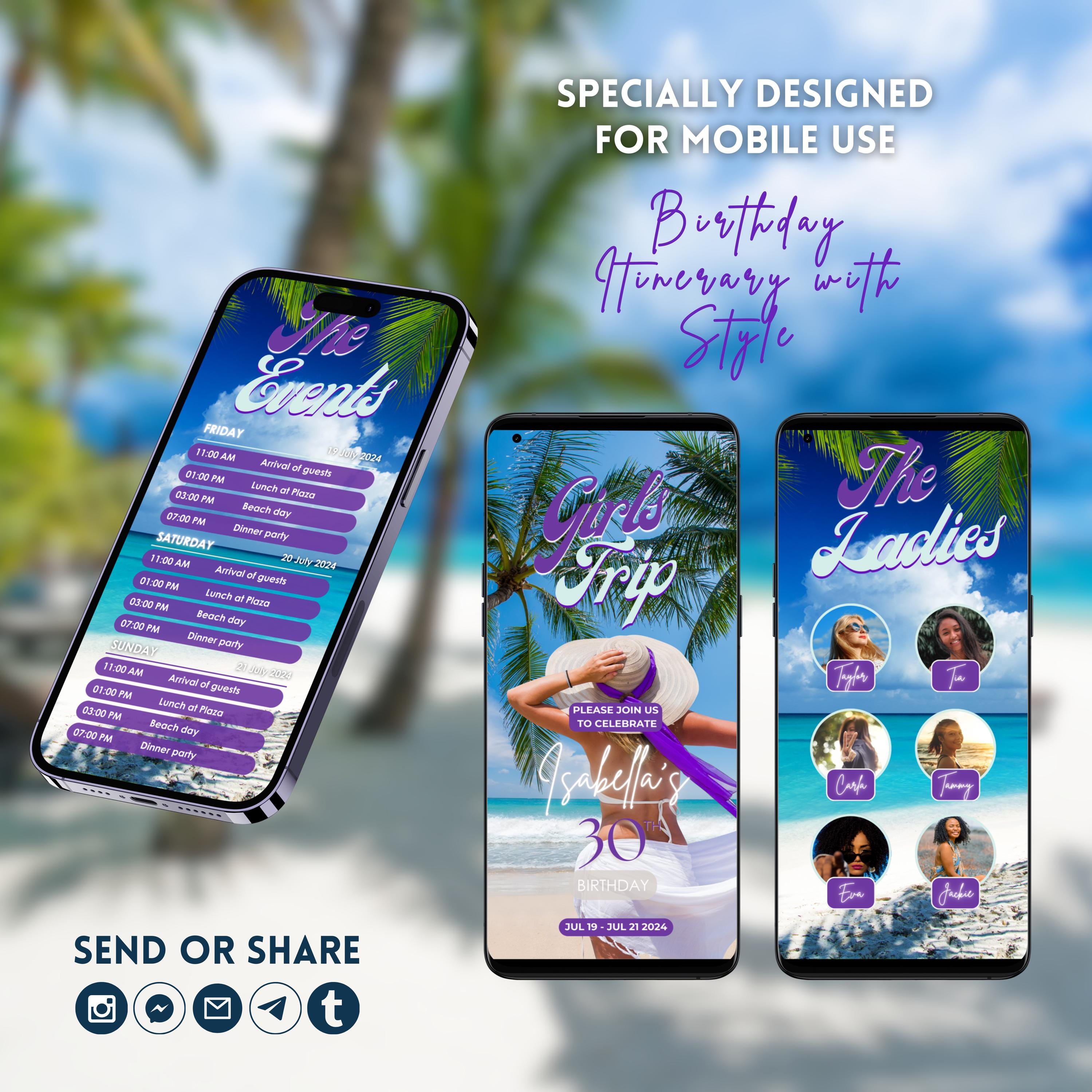 Birthday Itinerary Template Girls Trip Weekend Getaway Invitation ...