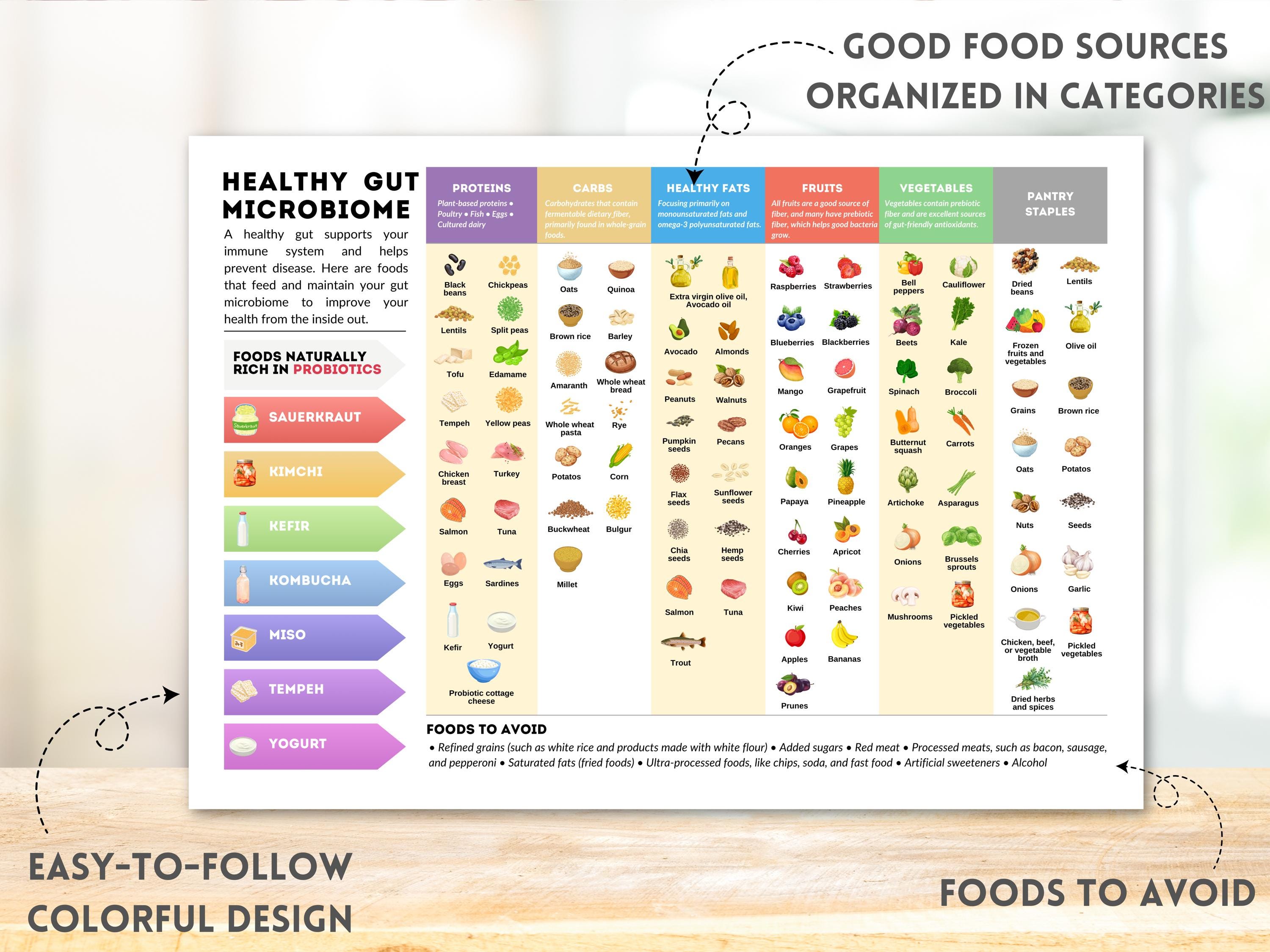 Healthy Gut Microbiome Chart Healthy Eating Reference Guide Printable ...