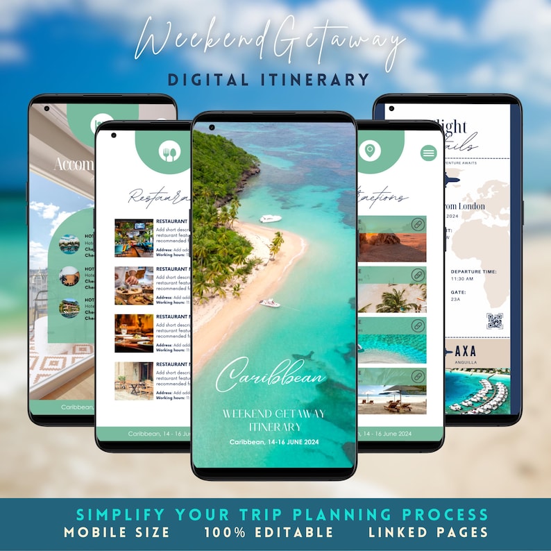 Weekend Getaway Travel Itinerary Template Canva Trip Planner Mobile ...