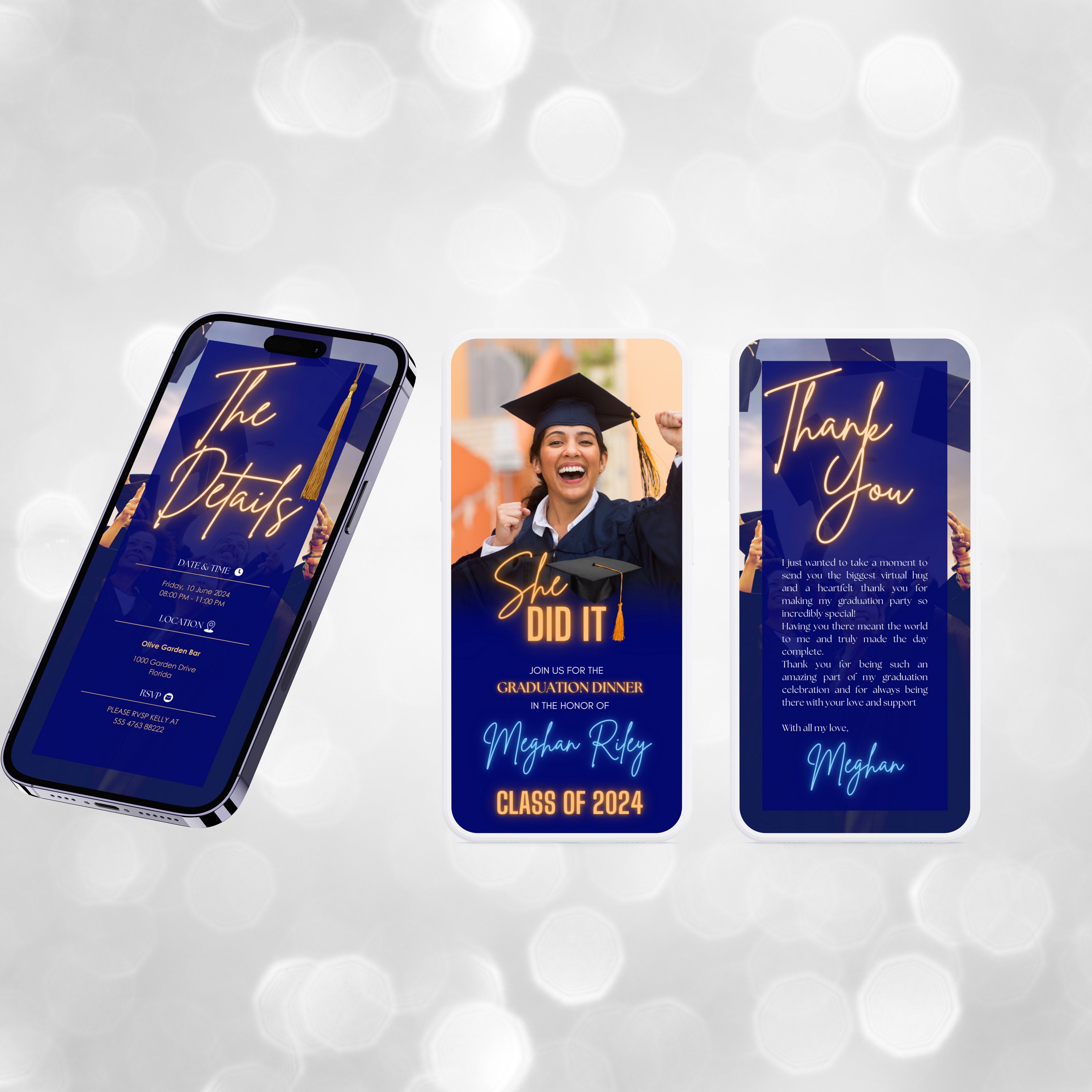 Graduation Dinner Invitation Template Digital Graduation Party Animated ...