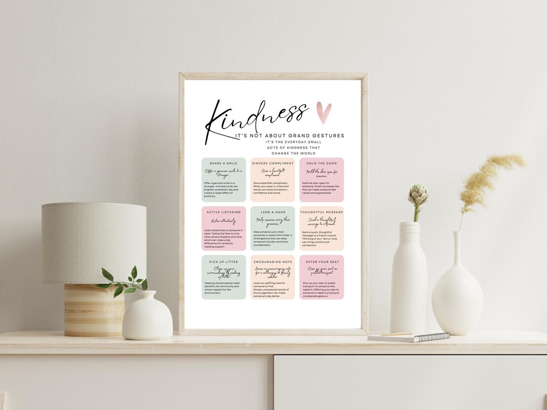 Kindness Motivational Poster Printable Self Care Home Decor School ...