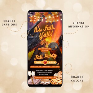 Editable Fall Party Invitation Template Digital Animated Fall Birthday ...