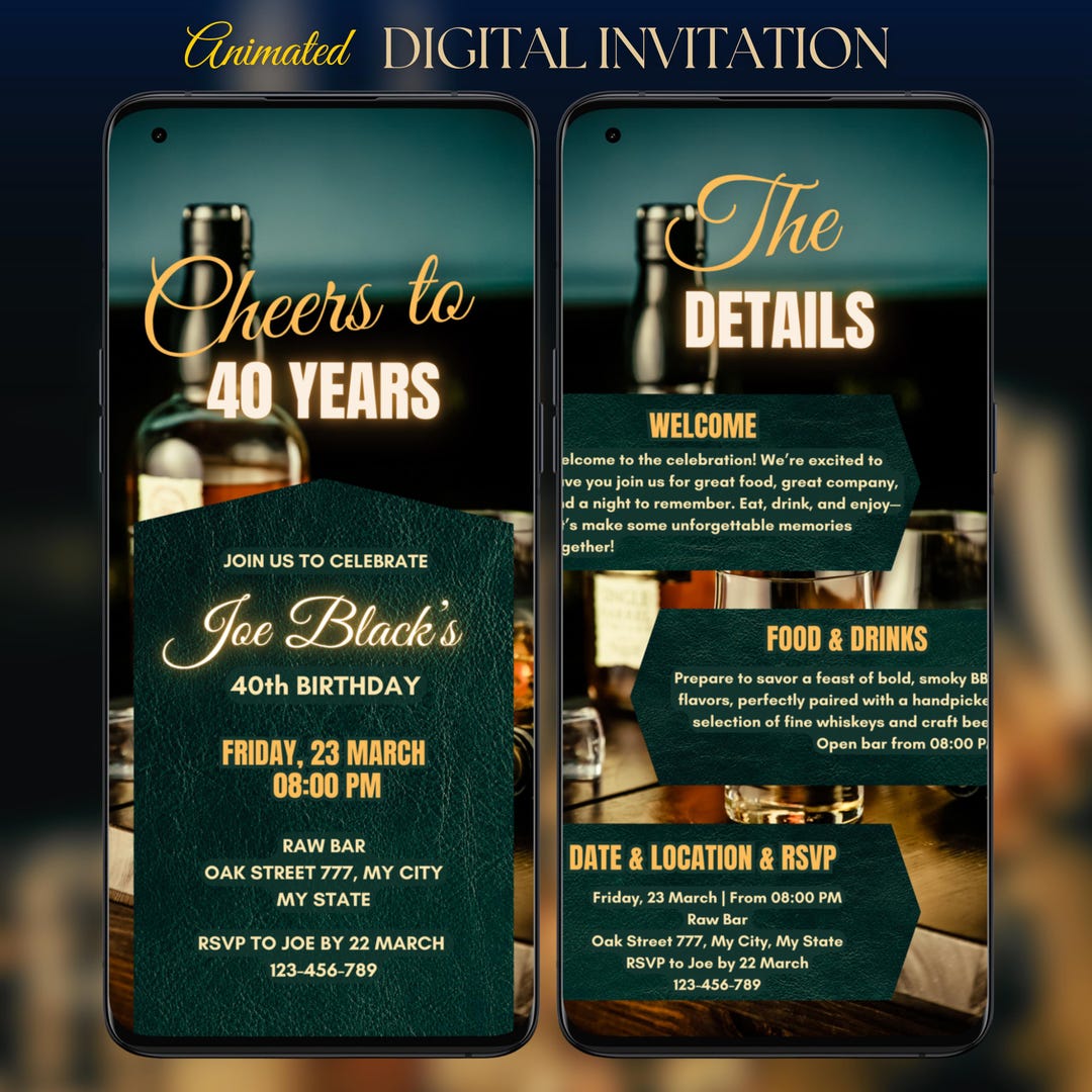 Birthday Invitation for Men Digital Editable Template Animated Mens ...