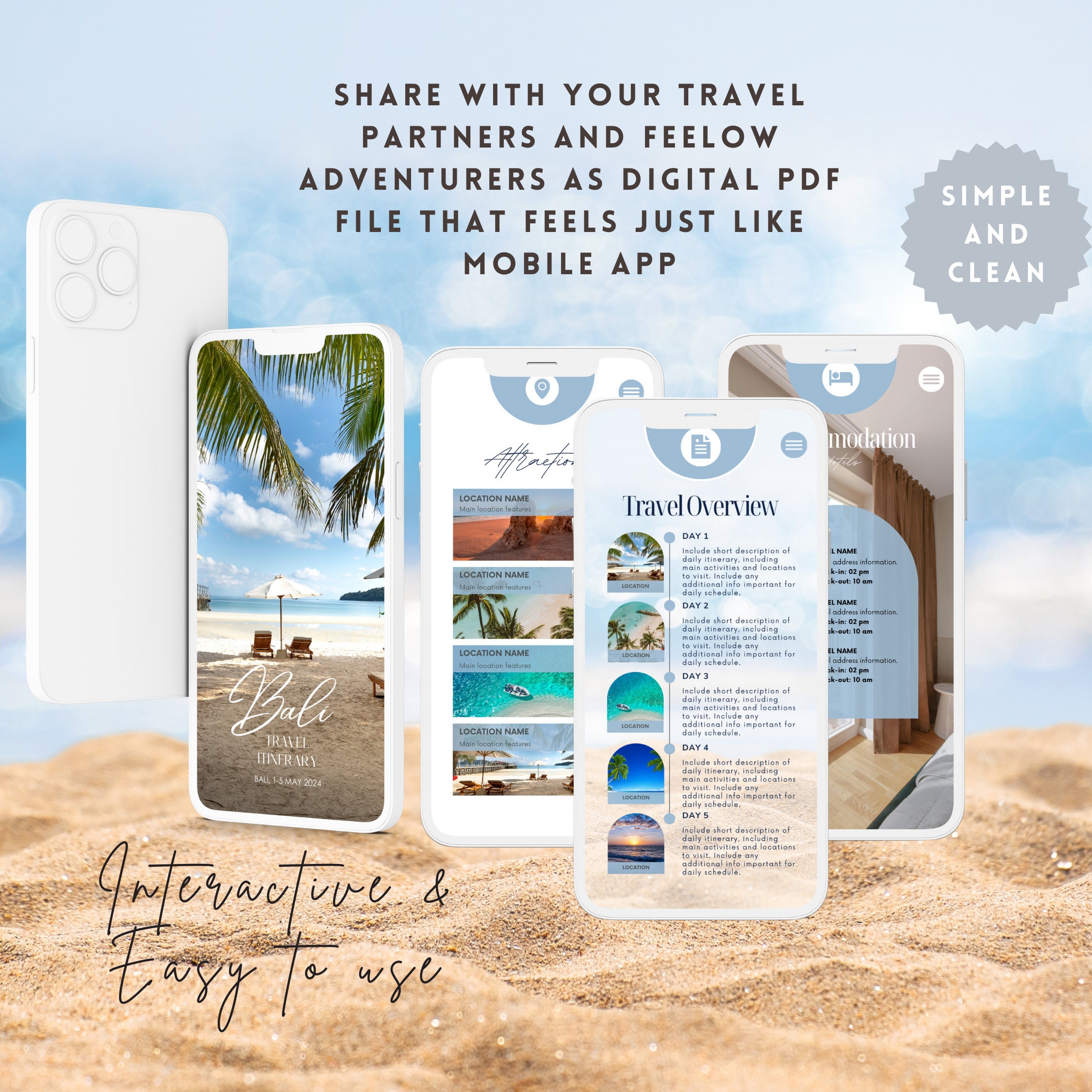 Digital Travel Itinerary Template Honeymoon Planner Custom Mobile ...