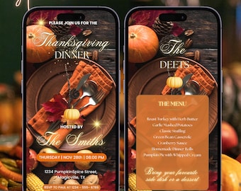 Animated Thanksgiving Party Invitation Digital Video Invitation ...