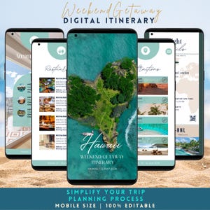 Travel Itinerary Template Weekend Getaway Trip Planner Custom Mobile ...