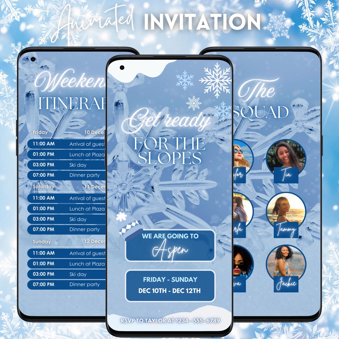 Ski Trip Invitation Itinerary Template Winter Vacation Digital Invite ...