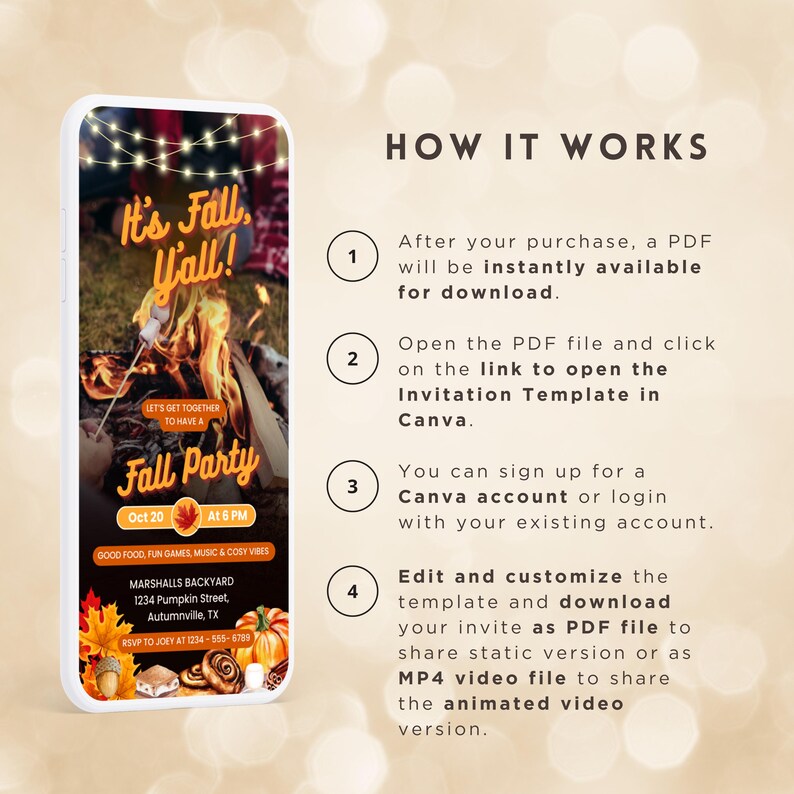 Editable Fall Party Invitation Digital Animated Fall Birthday Video ...