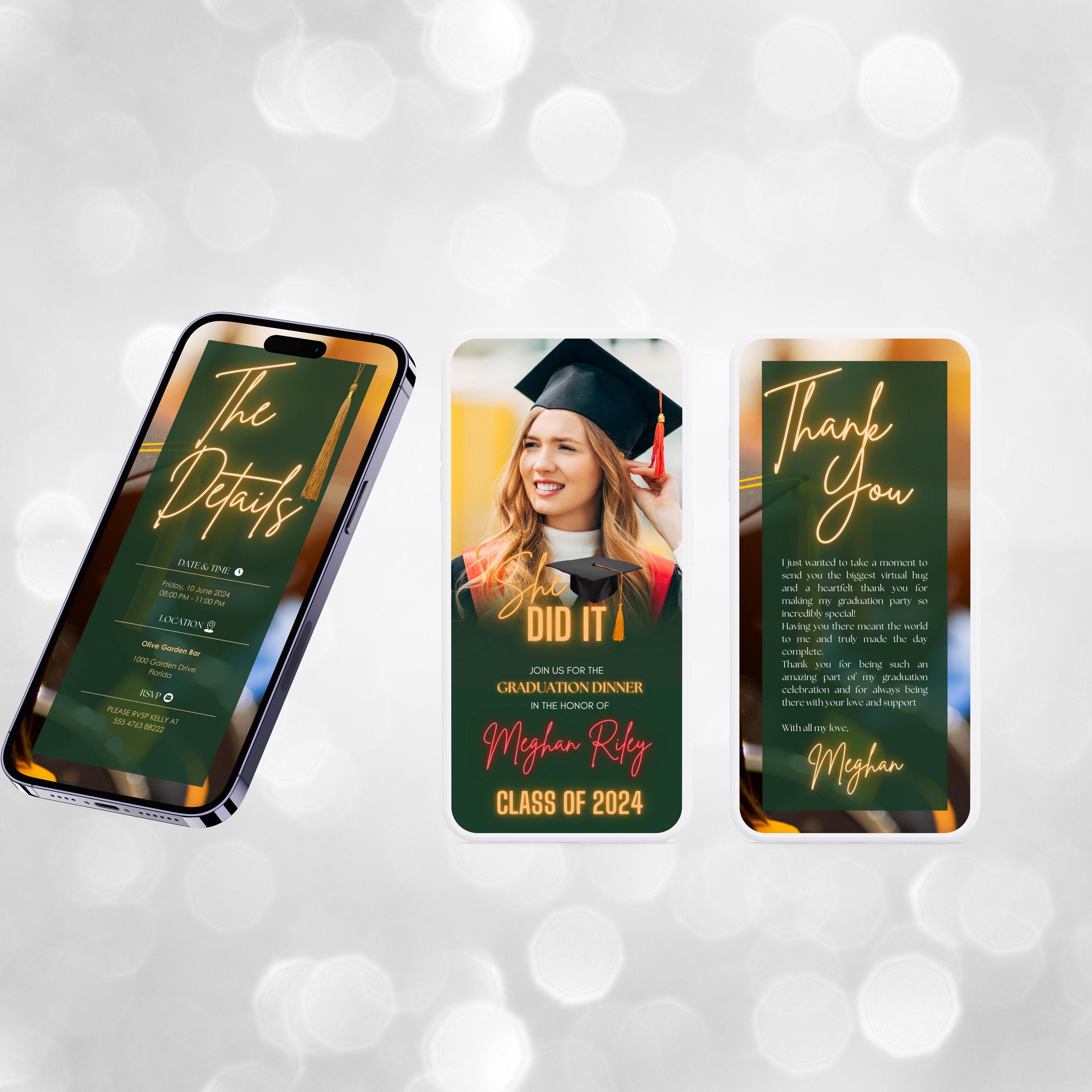 Graduation Dinner Invitation Template Digital Graduation Party Animated ...